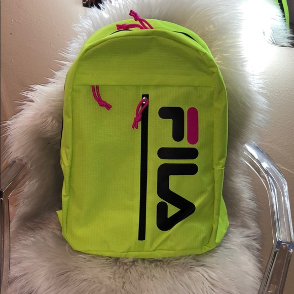 Fila | Bags | Rare Fila Neon Yellow Medium Backpack | Poshmark